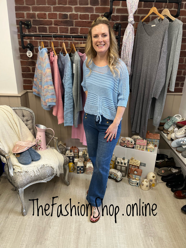 Sonia Blue Crochet Layering Top Size 8 To 16 – The Fashion Shop